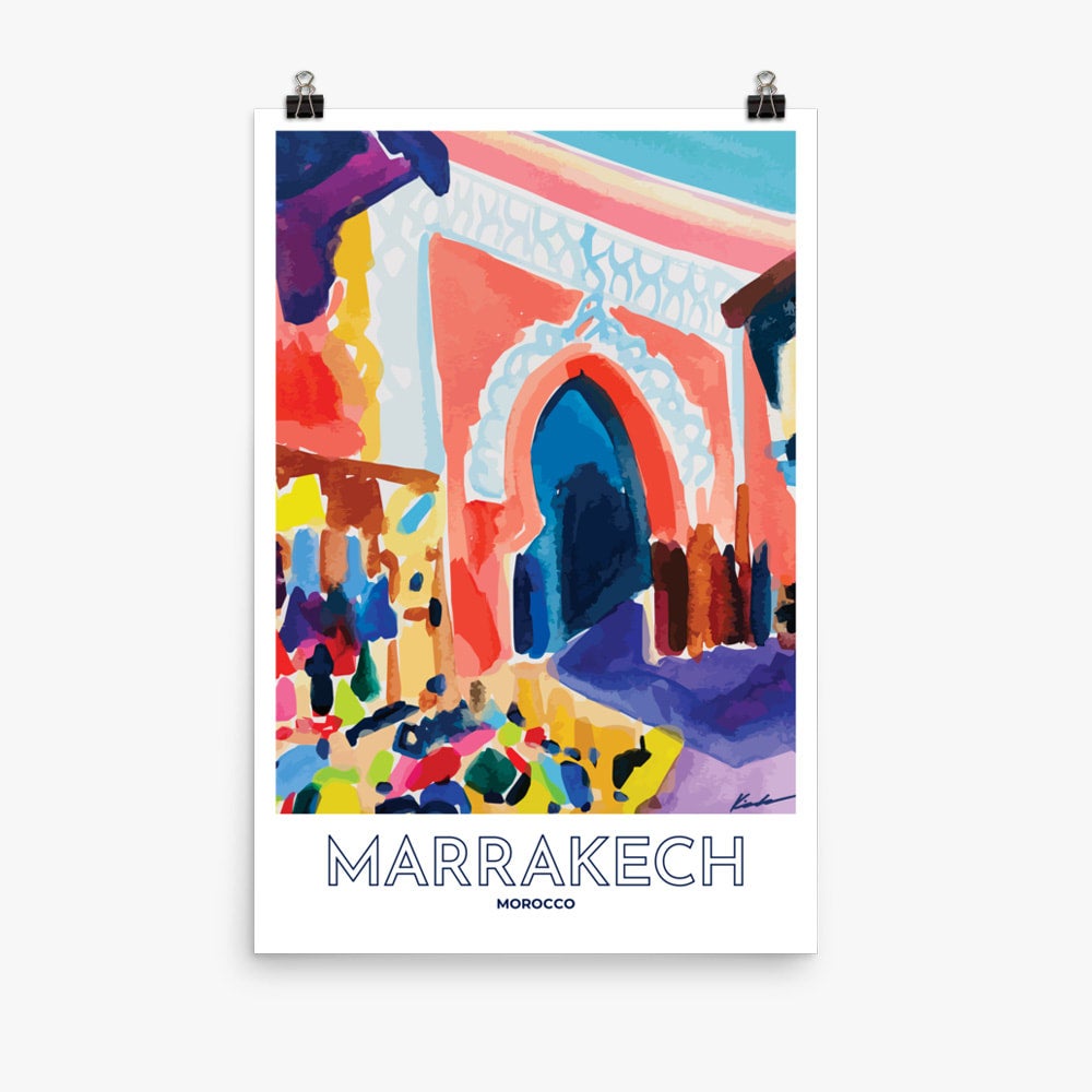 Marrakech Travel Poster – Vibrant Moroccan Art Print | Kim Lyon Design